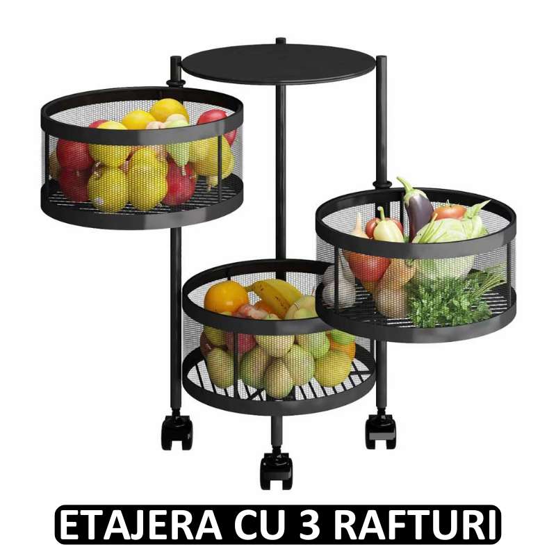 Etajera cu 3 Rafturi Rotative – Regalux